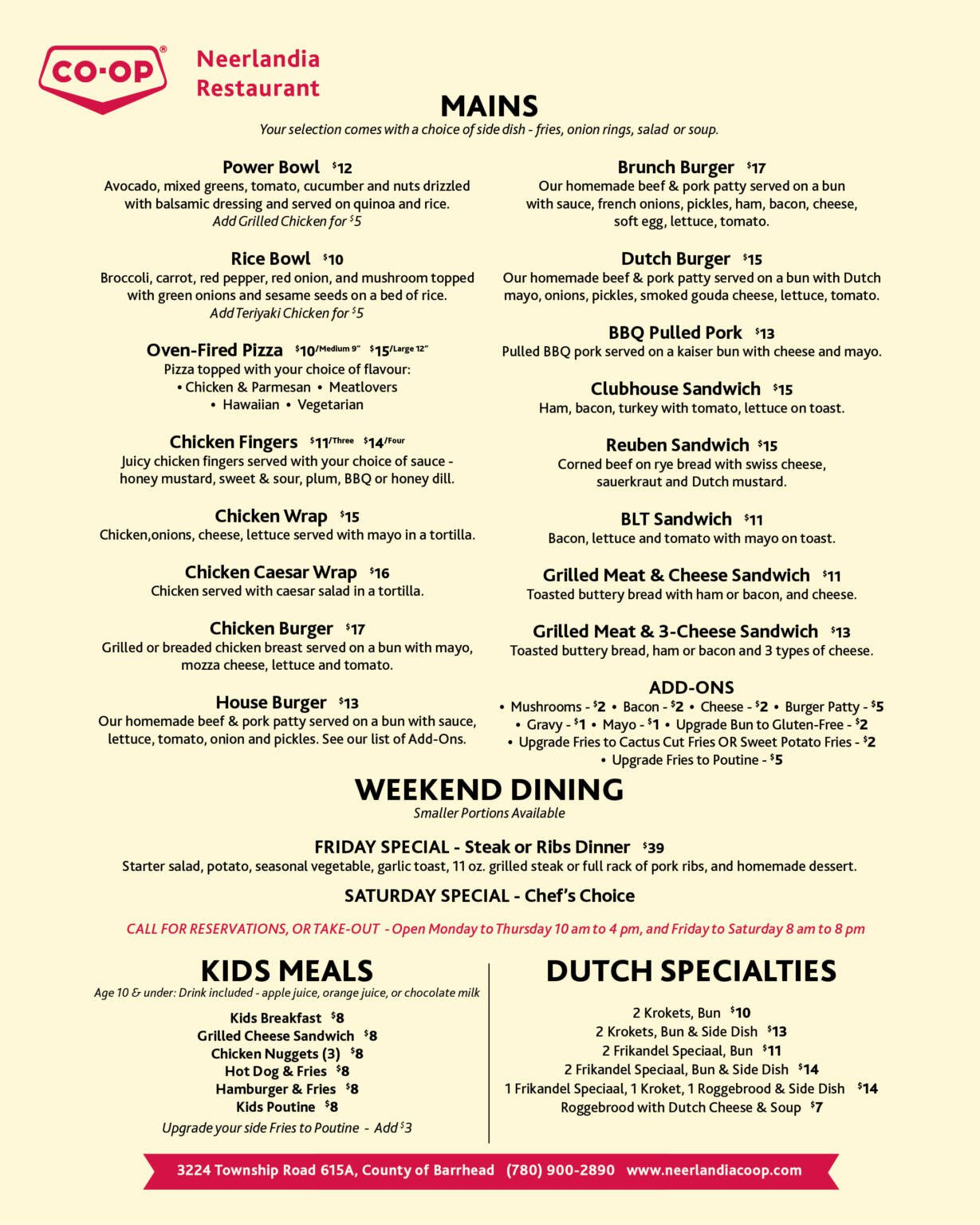 RESTAURANT Patio Seating – Neerlandia Co-op